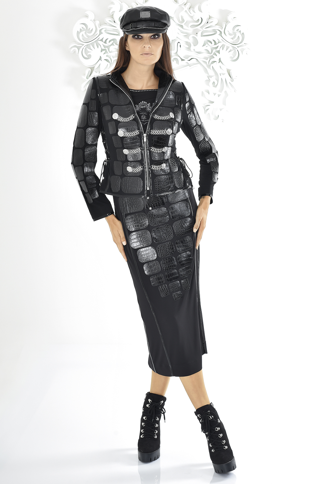 Krokorock, Midi, Singlejersey mit Krokopatches – Liz Malraux Couture